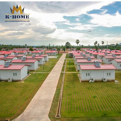 China Social Housing Sandwich Panel Prefab House 50mm Rock Wool for Emergency Shelter for sale