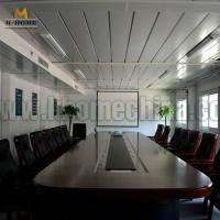 China Furnished 40ft Container Site Office Cabin Rock Wool Sandwich Panel 3-Storey Stackable for sale