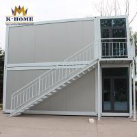China Furnished 40ft Container Site Office Cabin Rock Wool Sandwich Panel 3-Storey Stackable for sale