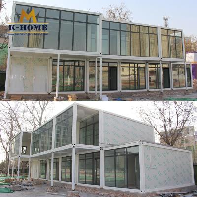 China Cafeteria Flat Pack Steel Structure Sandwich Panel Container House for sale