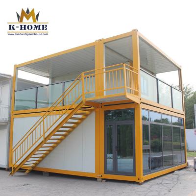 China Rock Wool Modular Prefabricated Houses Flat Pack Container House  Easy Assembly for sale