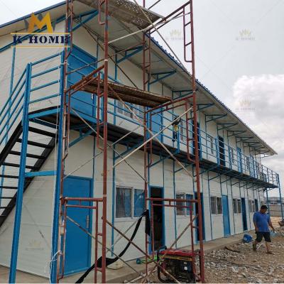 China Prefabricated Steel Structure Worker Dormitory Sandwich Panel Prefab Home 5m-18m Span for sale