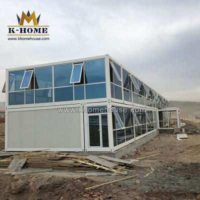 China Portable Prefabricated Flat Pack Construction Offices With Glass Wall for sale