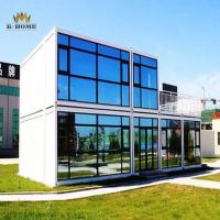 China Flat Pack Prefab Modular Office Container Houses With Glass Wall for sale