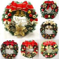 China Christmas Wreath 30cm Front Door Wreath Decoration Door Hanging Green Wreath for sale