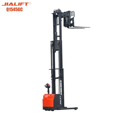 China UL Electric Reach Walkie Stacker Standing On 1500kg Lifting Height 4500mm for sale