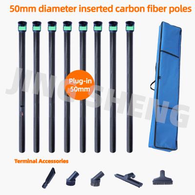 China 40FT 50mm OD Carbon Fiber Gutter Vacuum Pole with 8 Sections and Complete Accessory Set for Industrial Aerial Piping Maintenance for sale
