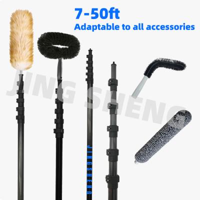 China 50ft Carbon Fiber Industrial Duster with Extension Pole - 8-Section Telescopic Design for High Ceiling Cleaning for sale