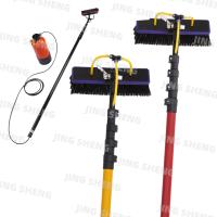 China 40ft Fiberglass Telescopic Window Cleaning Pole with 30cm Water Brush and Angle Adapter for Solar Panel Maintenance for sale
