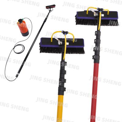 China 40ft Fiberglass Telescopic Window Cleaning Pole with 30cm Water Brush and Angle Adapter for Solar Panel Maintenance for sale