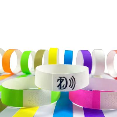 China Custom Printing Logo Waterproof Paper RFID Wristband Hot Stamping Disposable Tyvek Bracelets Party Tickets Wristbands ID Band for sale