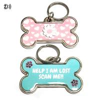 China Waterproof Custom Printing 13.56MHz NTAG213 Keychain Lost Tracking Metal Edge Epoxy Pet ID Tag for Dog & Cat Identification for sale