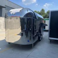 China 4 Road Wheels Stainless Steel Mobile Food Truck Fried Food Pizza Hot Dog Coffee for sale