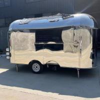 China 4 Road Wheels Stainless Steel Mobile Food Truck Fried Food Pizza Hot Dog Coffee for sale