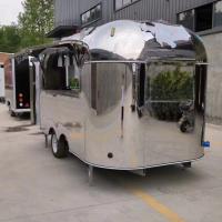 China 4 Road Wheels Stainless Steel Mobile Food Truck Fried Food Pizza Hot Dog Coffee for sale