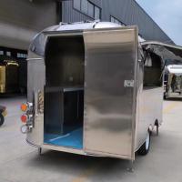 China 4 Road Wheels Stainless Steel Mobile Food Truck Fried Food Pizza Hot Dog Coffee for sale