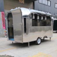 China 4 Road Wheels Stainless Steel Mobile Food Truck Fried Food Pizza Hot Dog Coffee for sale