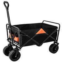 China Structure Roll Container Beach Wagon for Shopping Storage Tools Pets Portable Picnic Cart Black for sale