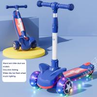 China Foldable Children's Three-wheeled Scooter with Lights On Wheels Plastic Kick Scooter for sale