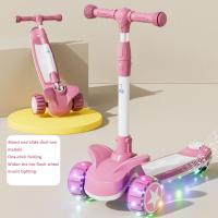 China Foldable Children's Three-wheeled Scooter with Lights On Wheels Plastic Kick Scooter for sale