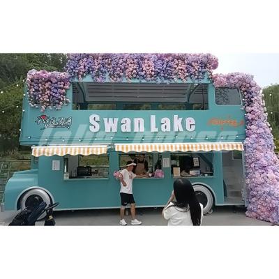 China Mobile Coffee Shop Double Decker Bus Dining Car for Internet Celebrity Sightseeing for sale