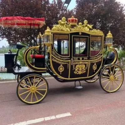 China DC48v FiberGlass Horse Carriage Wagon for 2024 Model Sightseeing Christmas Ride Fun for sale