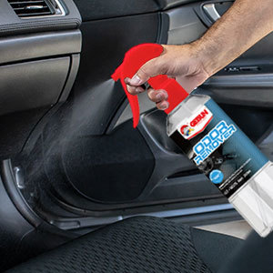 Applying Odor Remover in a Car