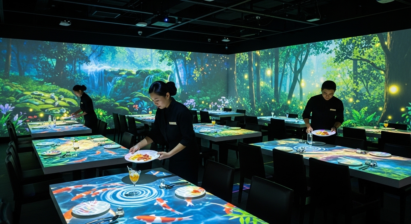 Restaurant interactive projection solution