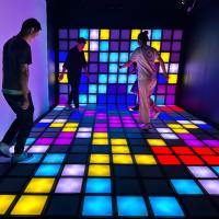 China Interactive LED Grid Game Metal Floor Arena For Kids In Playhouse Trampoline Park for sale