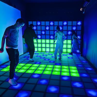 China LED Dance Floor Tile Jumping Grid Interactive Game Super Grid Wall And Floor for sale