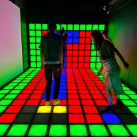 China LED Dance Floor Tile Wall And Floor Jumping Grid Interactive Game for sale