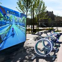 China Dynamic Bike VR Game Fitness Interactive Wall Projection Outdoor / Indoor for sale