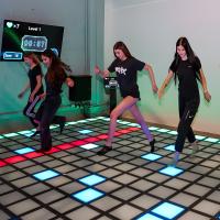 China Hot Sell Nightclub 30x30cm Interactive Light Led Floor Interactive Led Dance Floor Kid Activate Games for Dance Room for sale