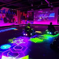 China Immersive Interactive Projection Go-Kart Racing Game Indoor Electric Battle Kart for Amusement Park for sale