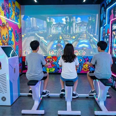 China Virtual Fitness Spinning Bike Interactive Motion Sensing Resistant Stationary Cycling Bike Screen Projection Sports Machine for sale
