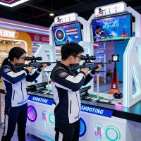 China Infrared Double Player Shooting Simulator Arcade Game Machine with Olympic Shooting Replica and Adjustable Stabilizing Bracket for sale