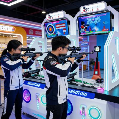 China Infrared Double Player Shooting Simulator Arcade Game Machine with Olympic Shooting Replica and Adjustable Stabilizing Bracket for sale