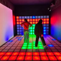 China 30x30cm RGB Lighting Pressure Sensing Interactive LED Floor Game for Kids and Events for sale