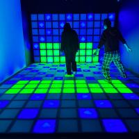 China 30x30cm RGB Lighting Pressure Sensing Interactive LED Floor Game for Kids and Events for sale