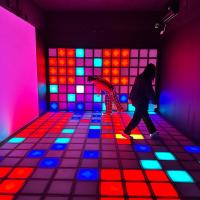 China 30x30cm RGB Lighting Pressure Sensing Interactive LED Floor Game for Kids and Events for sale
