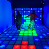 China Interactive LED Floor with 30x30cm RGB Lighting Tiles and Multiplayer Game Modes for Kids and Events for sale