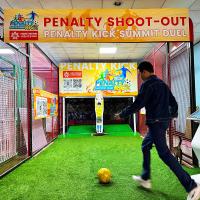 China Interactive Football Goal Challenge Machine with HD Screen Display for 1-4 Players and High-Strength Iron Frame for sale
