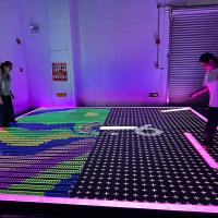 China Aurora Motion Interactive LED Floor Game with 21-inch Touch Console and 86-inch Large Screen Featuring 6 Selectable Games for sale