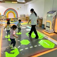 China 4100 Lumens Mobile Interactive Floor Projector with Radar Sensing and Caster Wheels for Indoor Commercial Amusement Parks for sale