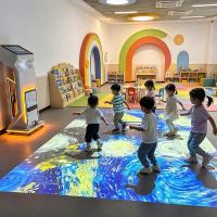 China 4100 Lumens Radar Sensing Interactive Floor Projector with Caster Wheels for Mobile Interactive Floor Projection System for sale