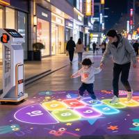 China 4100 Lumens Radar Sensing Interactive Floor Projector with Caster Wheels, All-in-One Interactive Floor Projection System for Commercial Venues for sale
