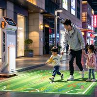 China 4100 Lumens Radar Sensing Interactive Floor Projector with Caster Wheels, All-in-One Interactive Floor Projection System for Commercial Venues for sale