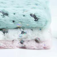 China Recycled SHAOXING Factory Supplier Bunny Hair Foil Fabric Two-Color Unicorn Pattern Super Soft Plush Fleece Fabric for sale