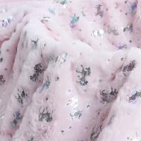 China Recycled SHAOXING Factory Supplier Bunny Hair Foil Fabric Two-Color Unicorn Pattern Super Soft Plush Fleece Fabric for sale