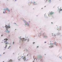 China Recycled SHAOXING Factory Supplier Bunny Hair Foil Fabric Two-Color Unicorn Pattern Super Soft Plush Fleece Fabric for sale